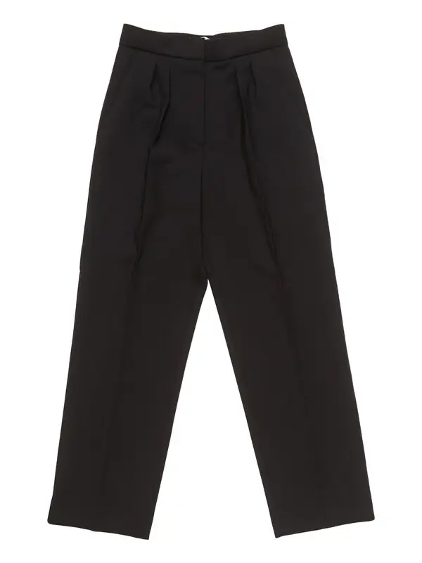 Max Mara High-waisted Straight-leg Pleated Trousers - Black