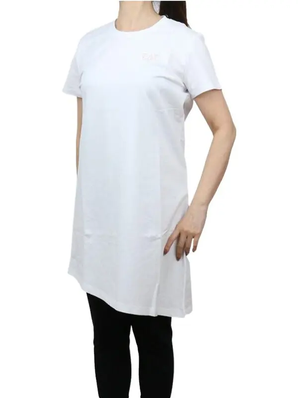 EA7 Round Neck Short-sleeved Dress - White