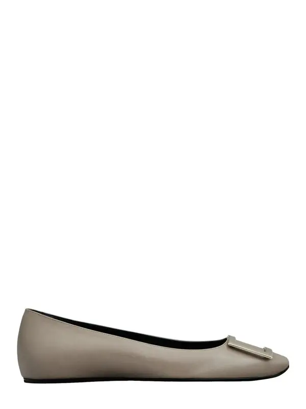 ROGER VIVIER Trompette Ballerina Flats With Buckle Detail - Beige