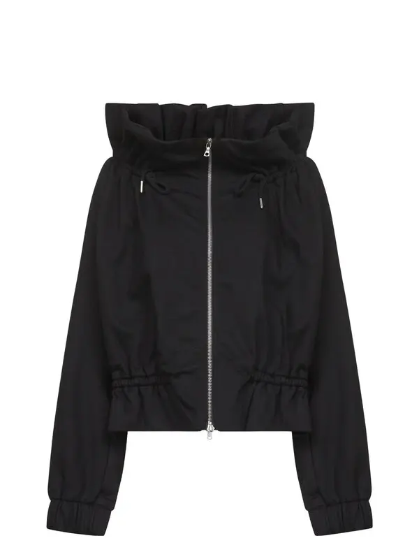 Dries Van Noten Long-sleeved Sweatshirt With Zipper And Drawstring - Black