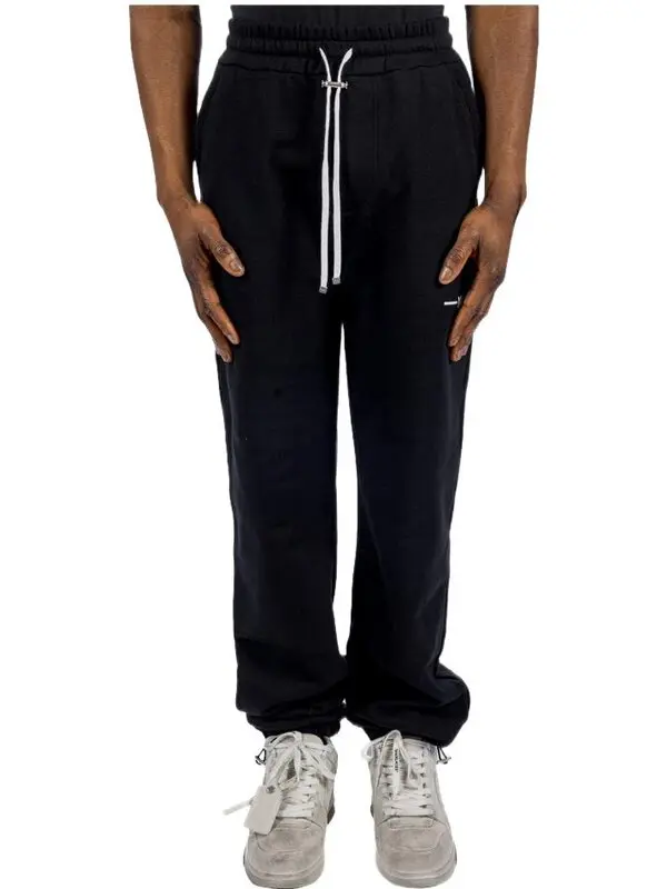 Amiri Logo Print Sweatpants With Rope Belt - Black