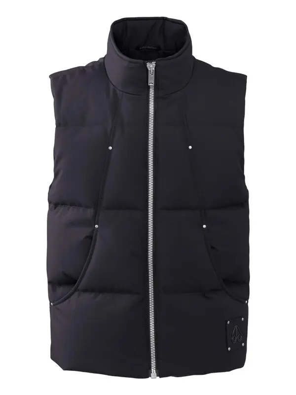 Moose Knuckles Down Vest With Standing Neck - Black