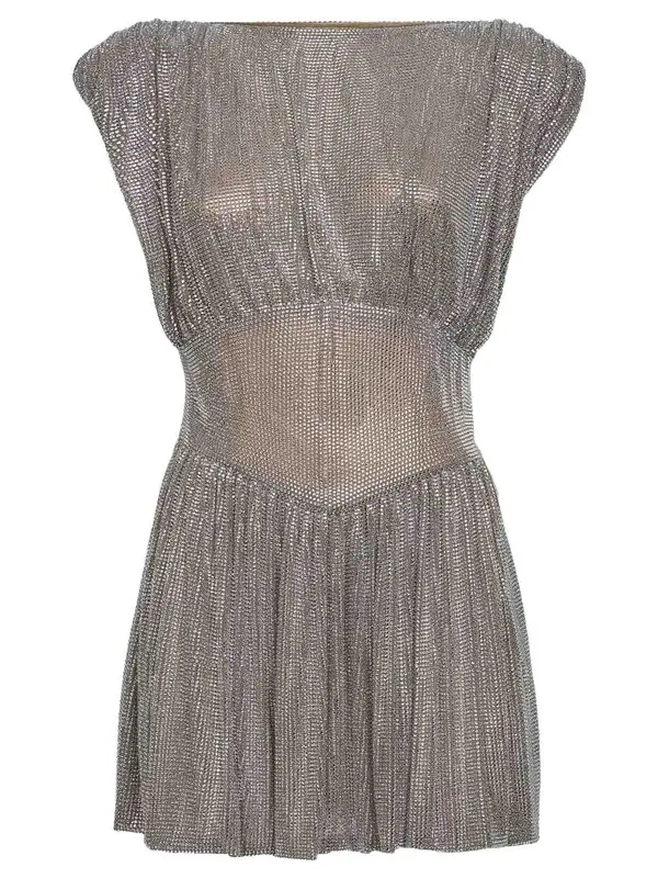 Giuseppe Di Morabito Embellished Boat-neck Mini Dress - Gray