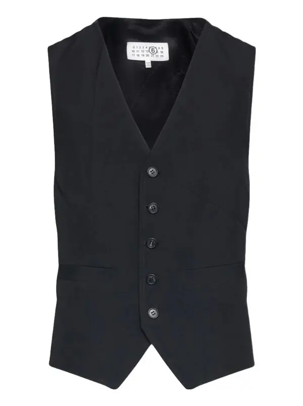 MAISON MARGIELA Wool Blend V-neck Waistcoat - Black