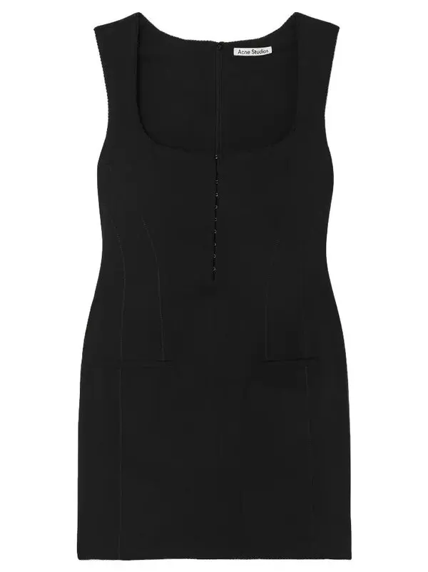 Acne Studios Logo Square Collar Sleeveless Dress - Black
