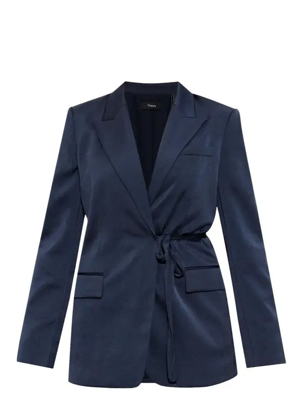 Theory Tied-waist Tailored Blazer - Navy Blue