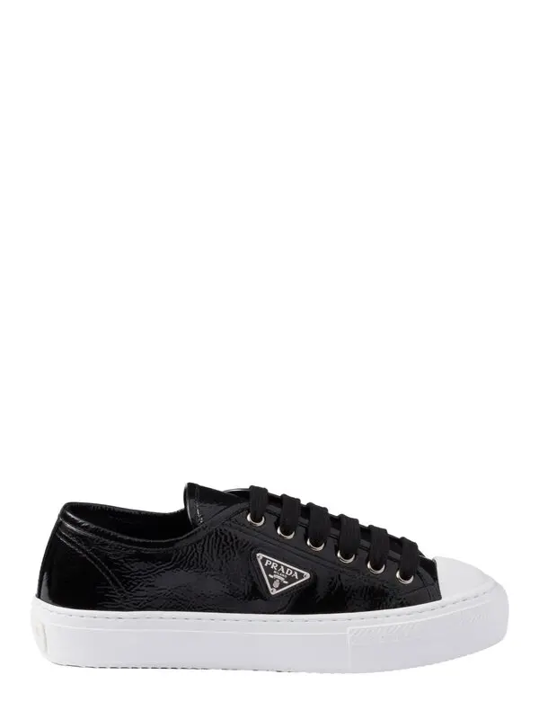 Prada Patent Leather Lace-up Sneakers - Black