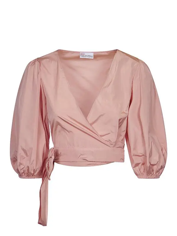 Red Valentino V-neck Wrap Blouse With Bow Detail - No