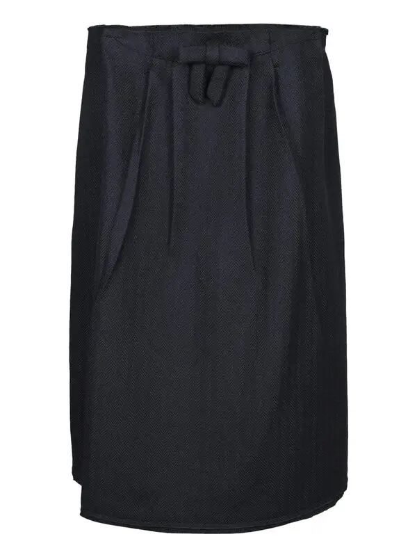 Prada Bow Detailed Pleated Midi Skirt - Blue