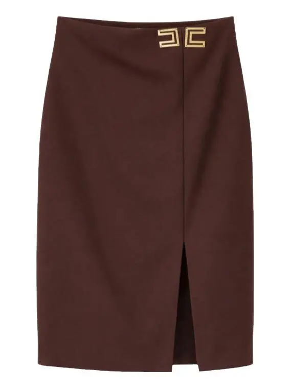 Elisabetta Franchi Double Layer Stretch Crêpe Skirt - Red