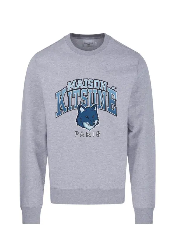 Maison Kitsuné Logo Printed Crewneck Sweatshirt - Gray