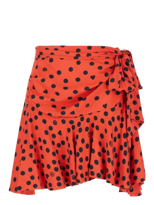 Moschino Polka-dot Ruffle-hem Mini Skirt - Red