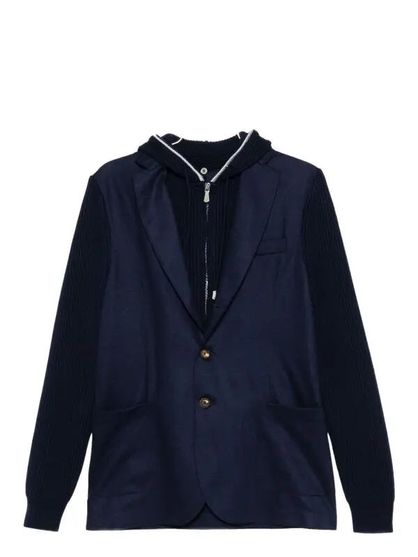 Eleventy Ribbed Hooded Jacket - Black