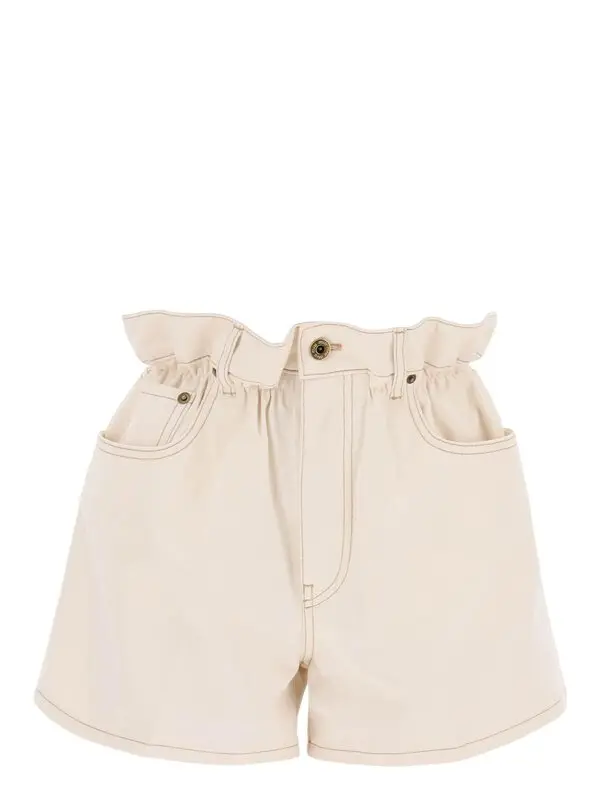 Miu Miu High Waisted Belted Shorts - Nude