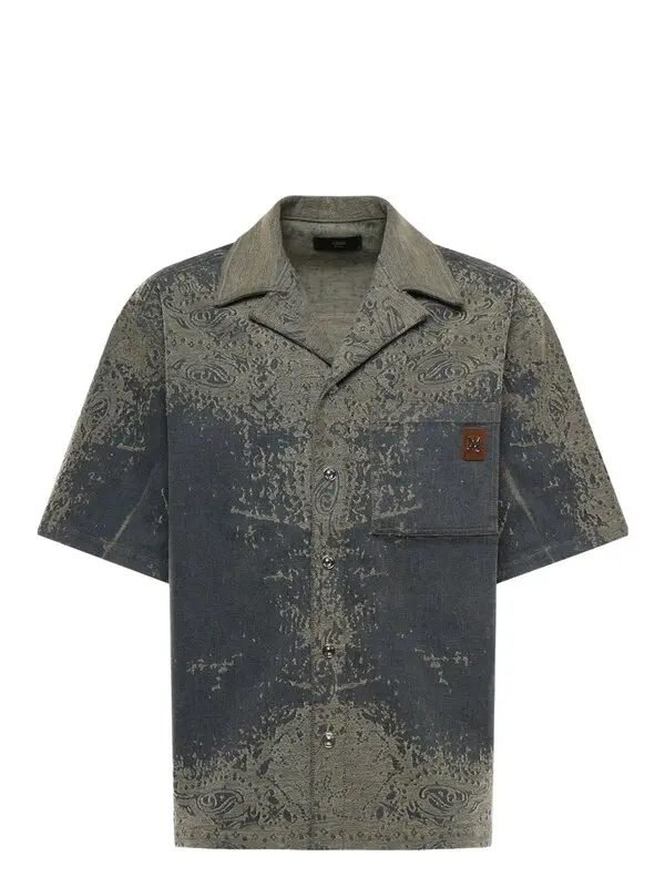 Amiri Faded Bandana Short-sleeved Denim Shirt - Black