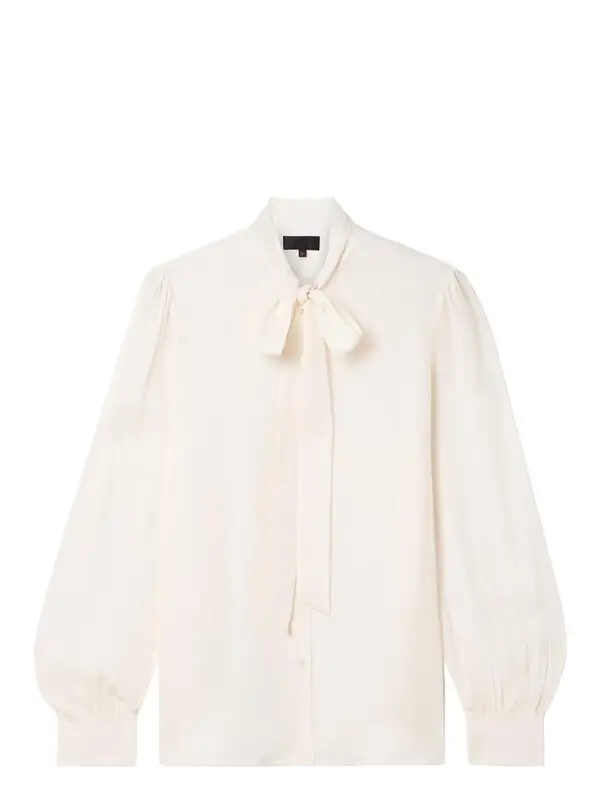NILI LOTAN Carina Pussy-bow Silk-chiffon Blouse - White