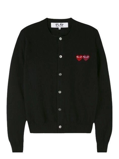 Play Comme Des Garcon Cardigan With Heart Applique - Black/red