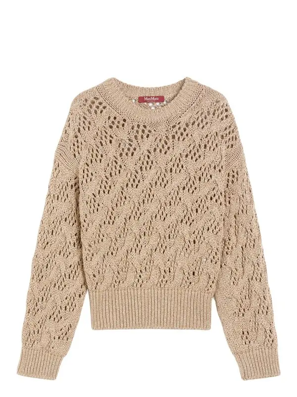 Max Mara Crewneck Knitted Jumper With Lurex - Gold