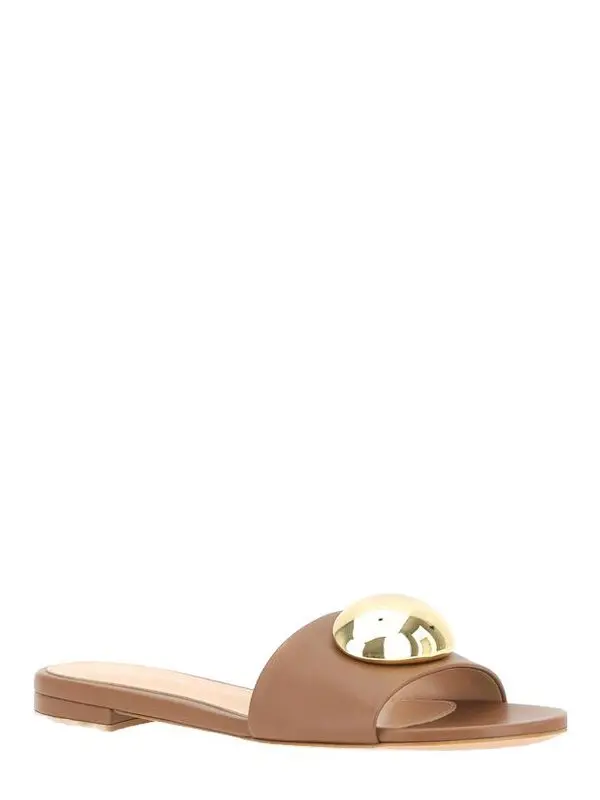 GIANVITO ROSSI Embellished Slip-on Slides - Brown