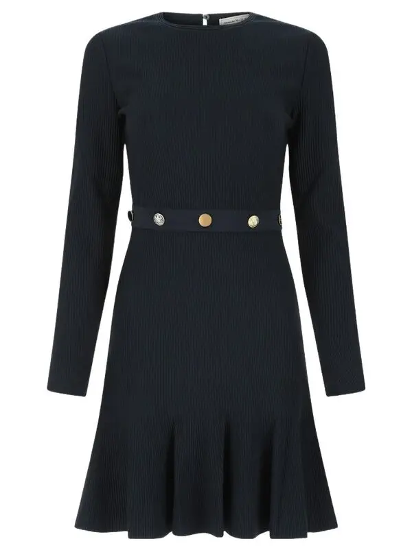 Alexander McQueen Ribbed Knit Dress With Button Detail - Blue