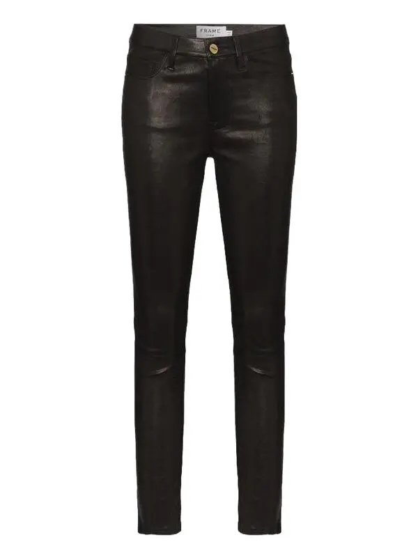 FRAME Le High Skinny Leather Trousers - Black