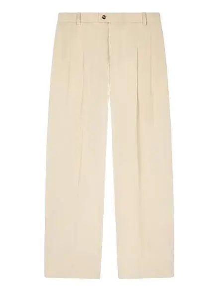 Kenzo Straight Tailored Virgin Wool Polyester Pants - Beige