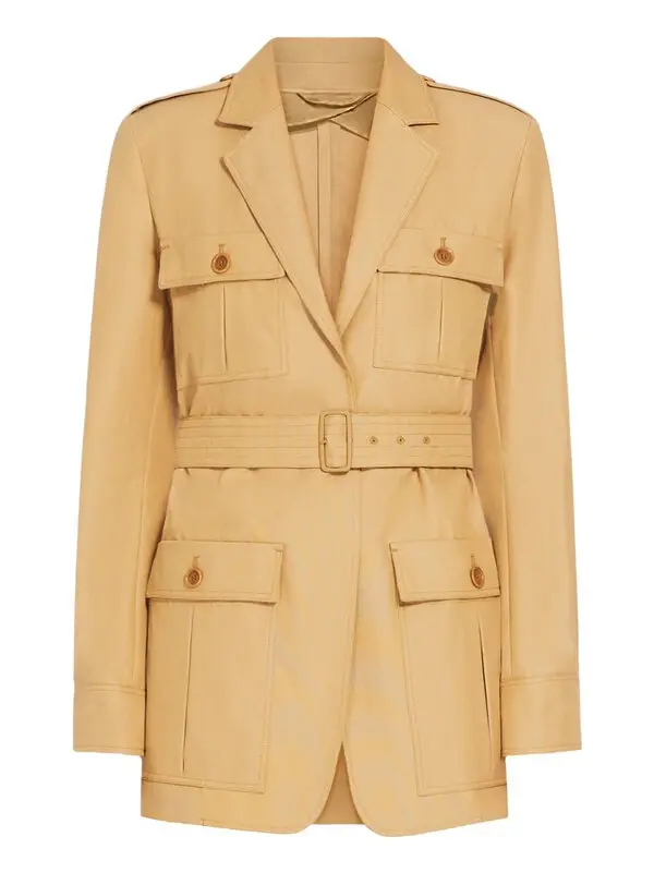 Max Mara Belted Long-sleeve Jacket - Tobacco Color