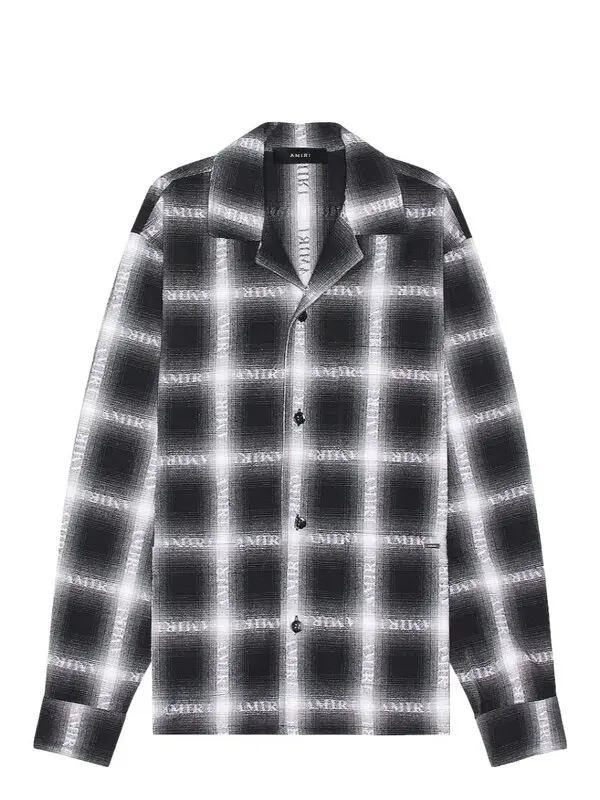 Amiri Checked Logo-print Shirt - Gray