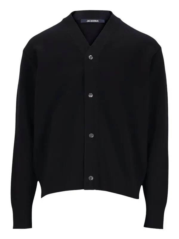 Jacquemus V-neck Ribbed Cardigan - Black