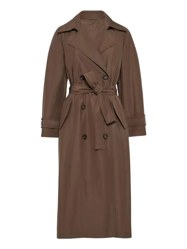 Brunello Cucinelli Double-breasted Belted Trench Coat - Cocoa