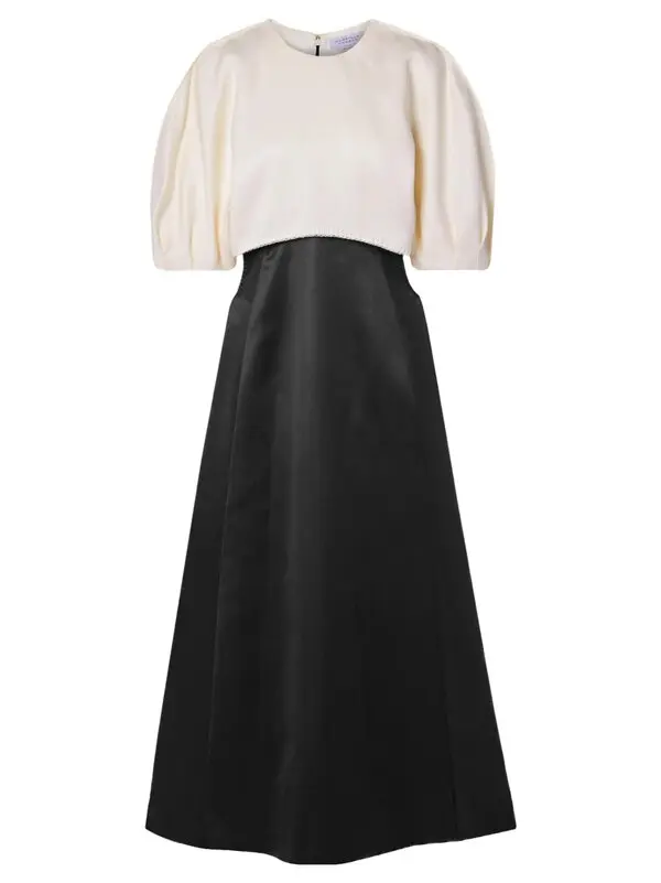 Gabriela Hearst Round Neck Dress With Cutout Detail - Ivory/black