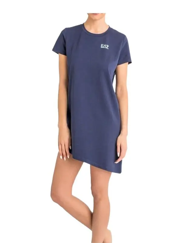 Emporio Armani Short Sleeve Logo Dress - Blue