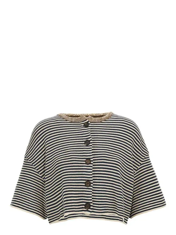 Brunello Cucinelli Striped Sequin Embellished Cardigan - Black
