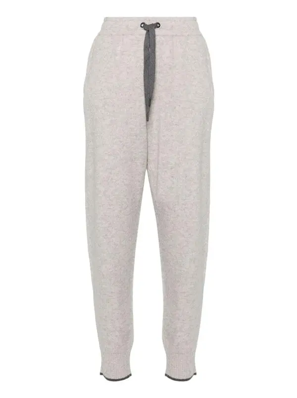Brunello Cucinelli Mid-rise Cashmere Track Trousers - White
