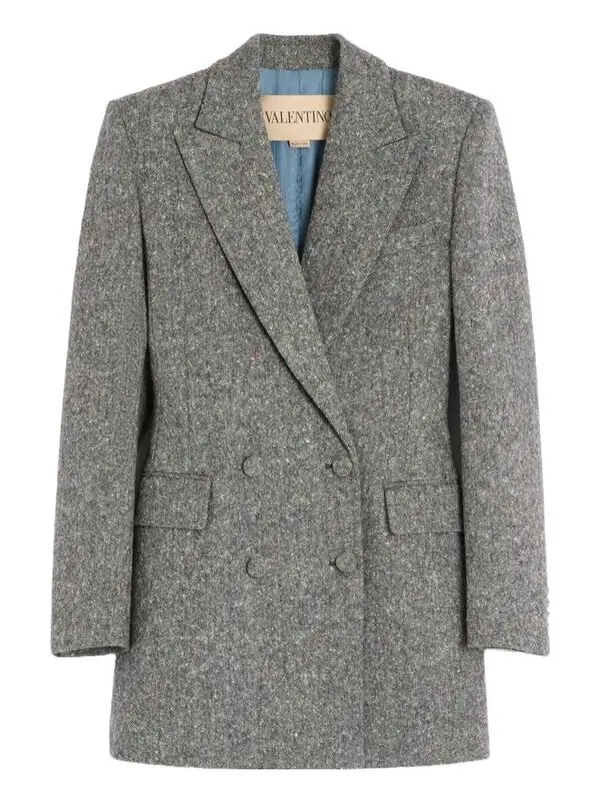 Valentino Garavani Long-sleeved Double-breasted Blazer - Gray
