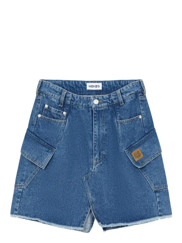 Kenzo Logo-patch Denim Mini Skirt - Blue