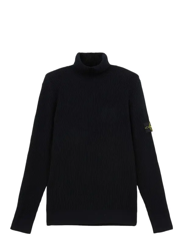 Stone Island Ribbed Turtleneck Sweater - Blue