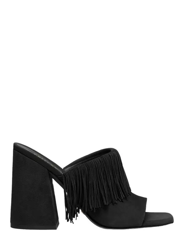 STUART WEITZMAN Tia Fringe Suede Mules - Black