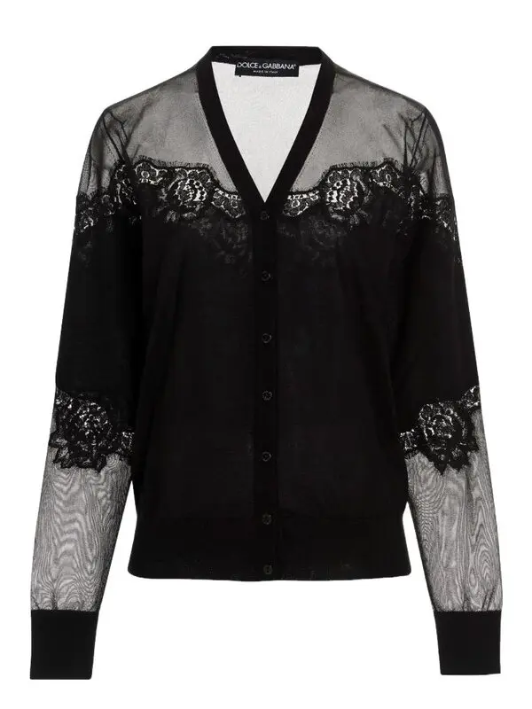 Dolce & Gabbana Lace Trim Cardigan - Black