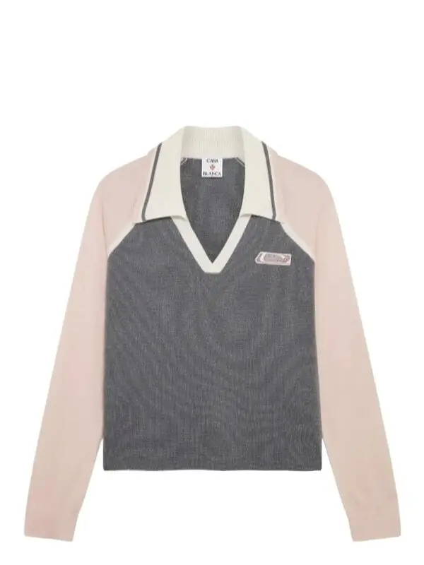 Casablanca Tennis Long Sleeve Polo Shirt - Gray