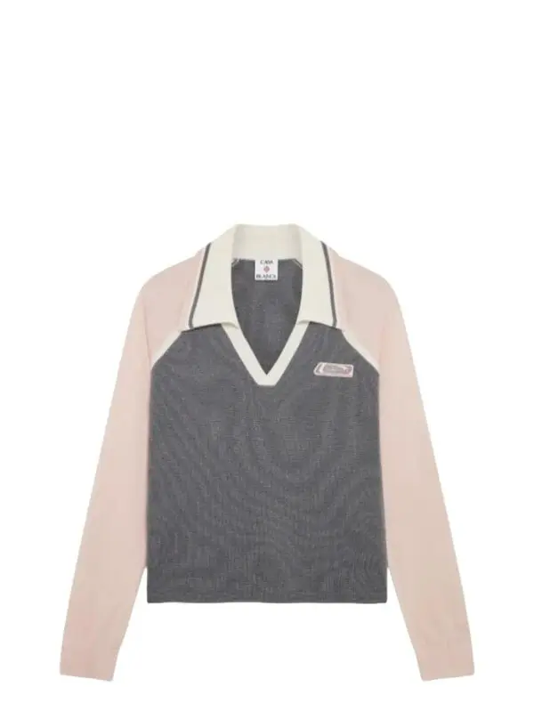 Casablanca Tennis Long Sleeve Polo Shirt - Nude
