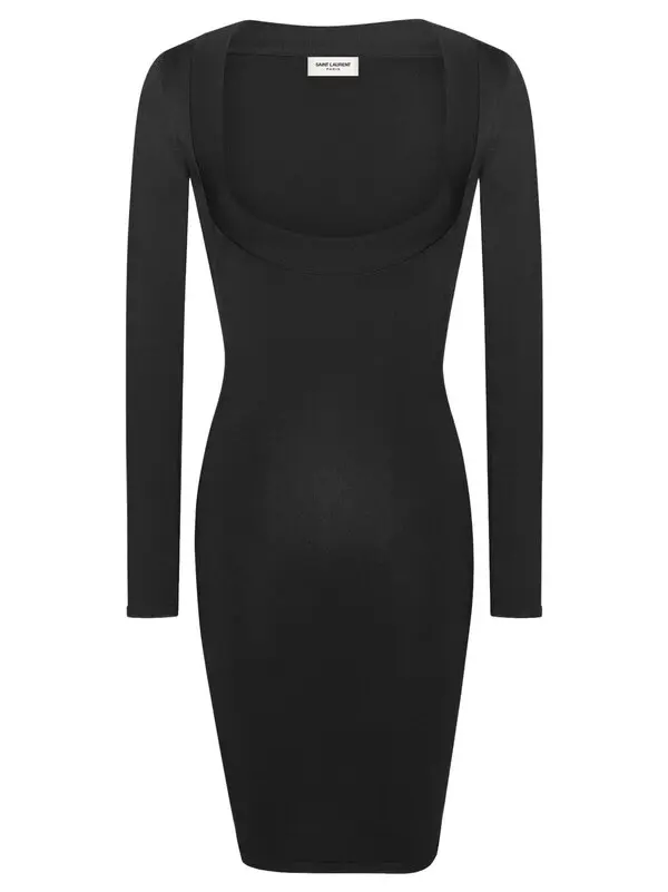 Saint Laurent Long-sleeved Knitted Dress - Black
