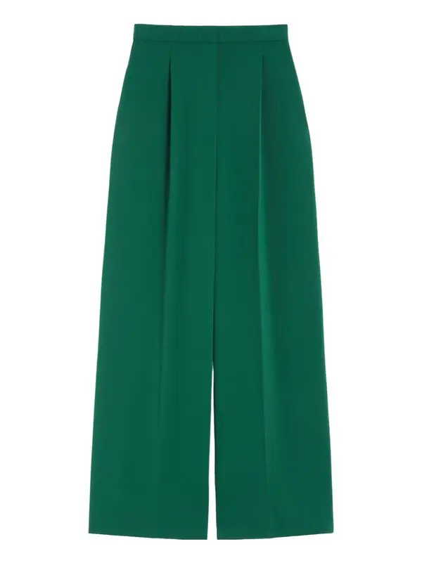 Max Mara Compact Cady Wide-leg Trousers - Emerald