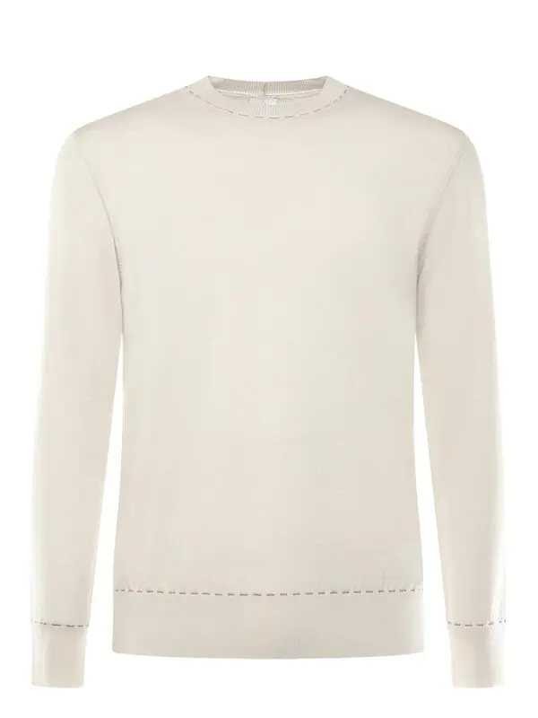 Eleventy Ribbed Crew Neck Sweater - White