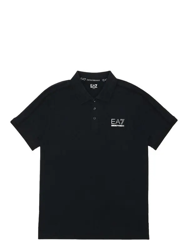 EA7 Logo Lapel Polo Shirt - Black