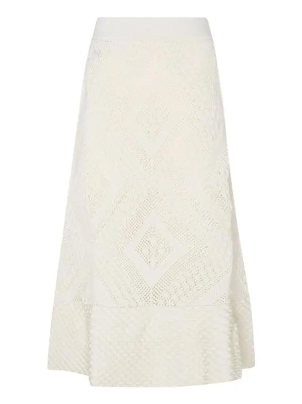 JIL SANDER Open Knitted Flared Midi Skirt - White