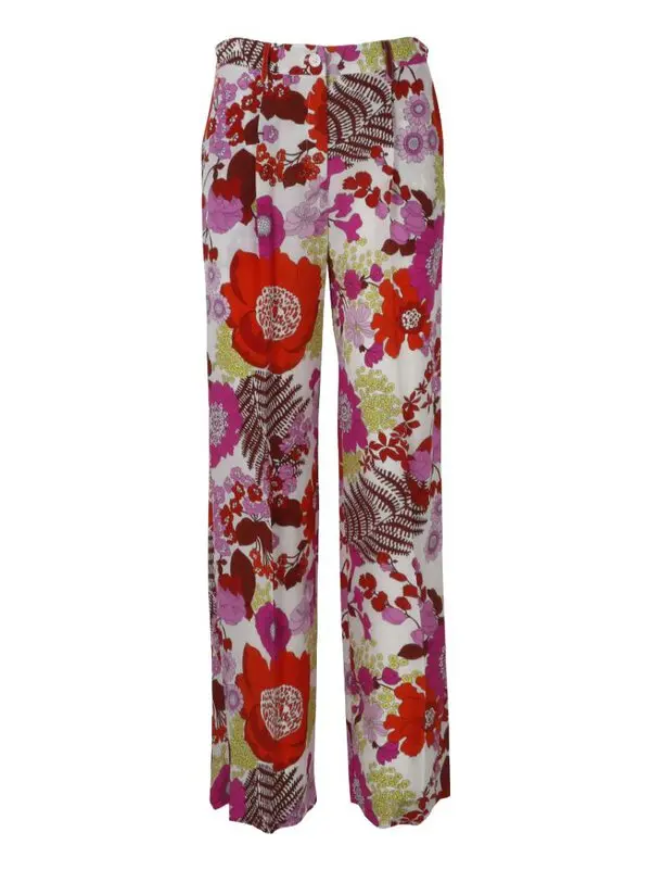 P.a.r.o.s.h Floral Print Flared Trousers - Gray