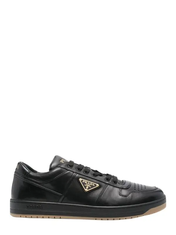 Prada Enamel Triangle Leather Sneakers - White