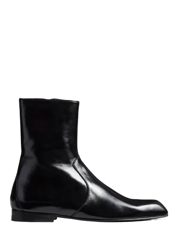 Khaite Colt Zip Square Toe Boots - Black