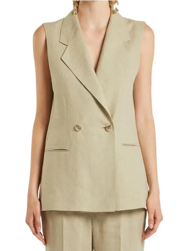 Marella Lapel Vest - Nude